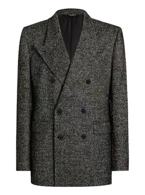 Dolce & Gabbana Herringbone Double-breasted Blazer - Grey