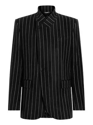 Dolce & Gabbana Pinstripe Mandarin-collar Jacket - Black