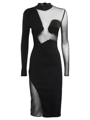 John Richmond Mesh-insert Embellished Party Dress - Black
