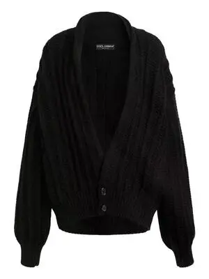 Dolce & Gabbana Ribbed Knit Cardigan - Black