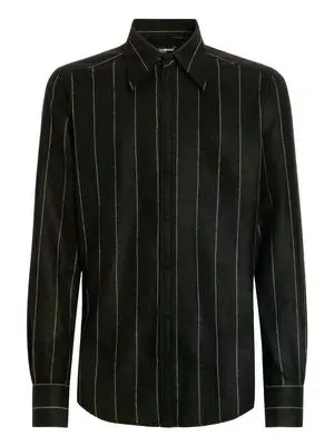 Dolce & Gabbana Pinstripe Long-sleeved Shirt - Black