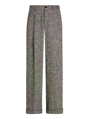 Dolce & Gabbana Pleated Herringbone Trousers - Grey