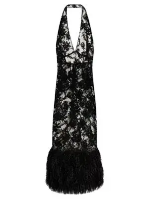 Dolce & Gabbana Feather-trimmed Lace Dress - Black