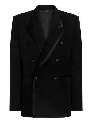 Dolce & Gabbana Double-breasted Satin-trim Suit Jacket - Black