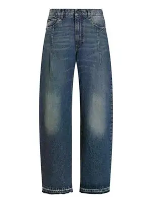 Dolce & Gabbana Logo Plaque Wide-leg Jeans - Blue