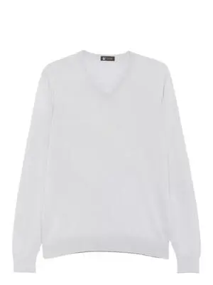 Colombo V-neck Cashmere-silk Blend Sweater - Grey