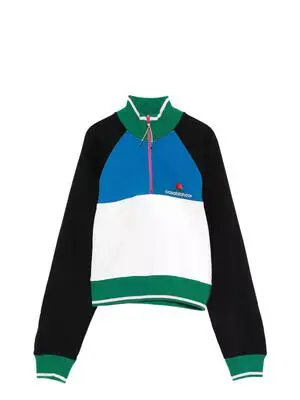 Casablanca Colour-block Quarter-zip Sweatshirt - White