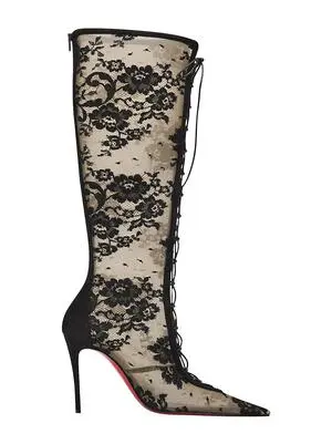 CHRISTIAN LOUBOUTIN 100mm Lace Knee-high Boots - Black