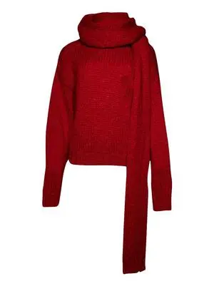 AMIYA Nuvola Wool Sweater And Scarf Set Red