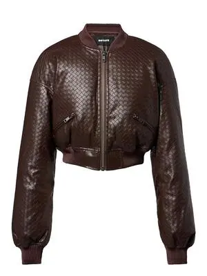 ROTATE BY BIRGER CHRISTENSEN Dax Cropped Bomber Jacket - Brown