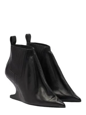 Rick Owens Leather Ankle Boots - Black