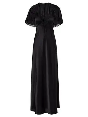 Chloé Lace-trimmed Silk Satin Maxi Dress - Black
