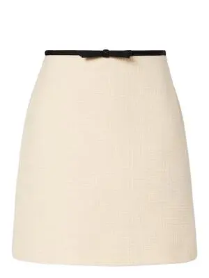 Valentino Garavani Wool-blend Tweed Miniskirt With Bow Detail - Beige