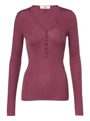 Chloé Ribbed-knit Wool Top - Pink