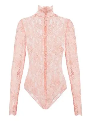 Valentino Garavani Lace Turtleneck Bodysuit - Pink