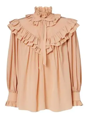 Chloé Ruffled Silk Crêpe De Chine Blouse - Pink
