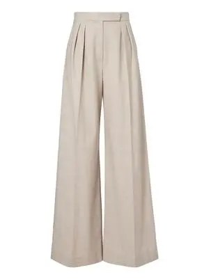 Max Mara Zulia Cashmere-blend Foulé Wide-leg Pants - Beige