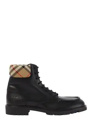 Burberry Rogue Leather Combat Boots - Black