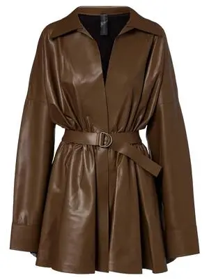 Norma Kamali Oversized Belted Shirt Dress - Brown