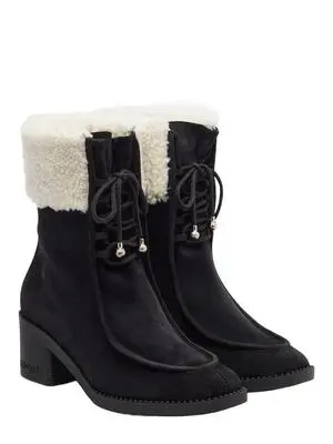 JIMMY CHOO Hali 60 Shearling-trimmed Ankle Boots - Black