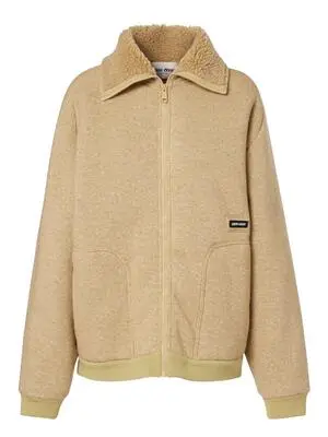 Miu Miu Logo Fleece Blouson - Beige