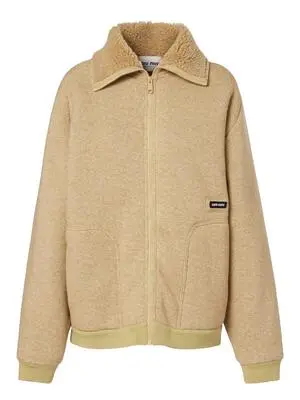 Miu Miu Logo Fleece Blouson Beige