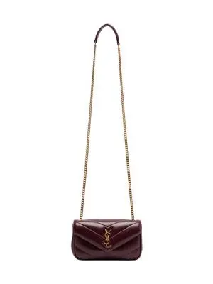 Saint Laurent Lou Lou Mini Leather Crossbody Bag - Burgundy
