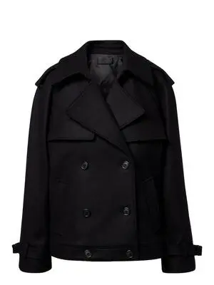 NILI LOTAN Amaury Double-breasted Wool-blend Coat - Black