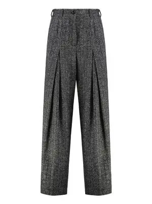 Dolce & Gabbana Wool Wide-leg Trousers - Grey