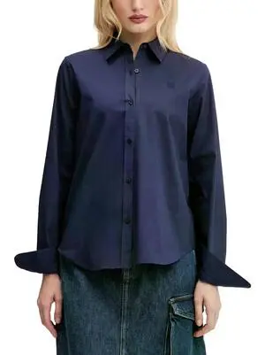 Hugo Logo-embroidered Poplin Shirt - Blue