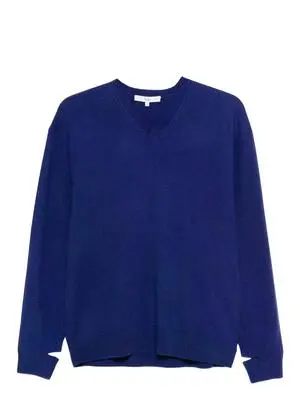 Tibi V-neck Split-cuff Sweater - Blue