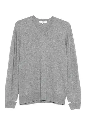 Tibi V-neck Split-cuff Sweater - Grey
