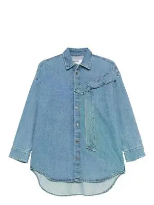 MSGM Bow-detail Denim Shirt - Blue