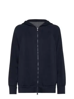 Brunello Cucinelli Cotton-blend Zip-up Hoodie - Blue