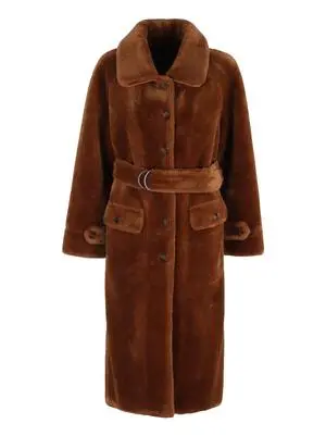 URBANCODE Fur Long Coat Brown