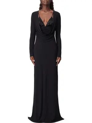 Elisabetta Franchi Long Sleeve Gown - Black