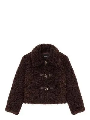 Maje Oversized-collar Faux-shearling Jacket - Dark Brown