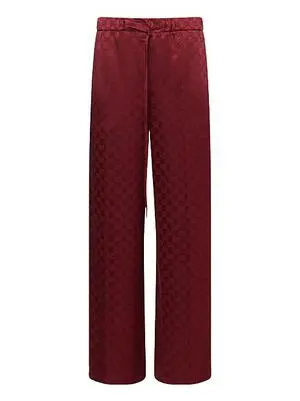 Gucci Gg Monogram Satin Trousers - Rosso Ancora Mix