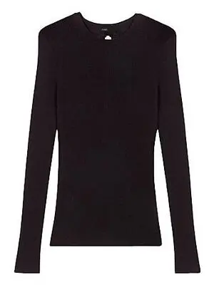 Maje Ribbed Long-sleeve Silk-wool Blend Knitted Jumper - Black