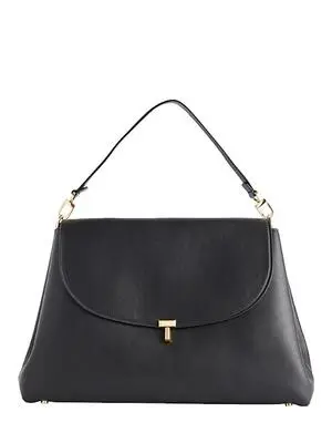 TOTÊME T-lock Leather Top Handle Bag - Black