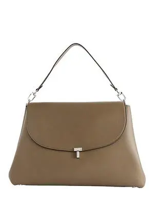 TOTÊME T-lock Leather Top Handle Bag - Taupe