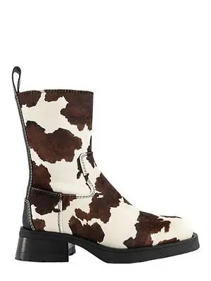 MIISTA Yolanda Cow-print Vegan-suede Ankle Boots - Cow Print