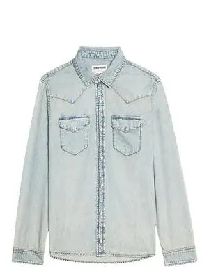 Zadig&Voltaire Saby Flap-pocket Denim Shirt - Light Blue