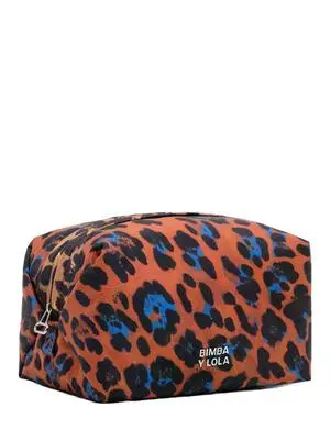 Bimba Y Lola Leopard-print Zip-top Makeup Bag - Red