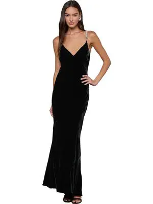 L'Agence Saint Velvet Gown - Black