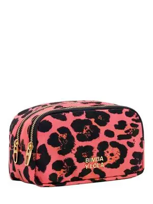 Bimba Y Lola Leopard-print Double-zip Makeup Bag - Pink