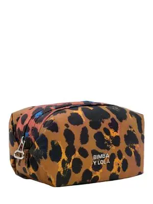 Bimba Y Lola Leopard Print Make-up Bag - Brown