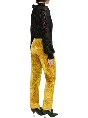 Burberry Damask-pattern Velvet Trousers - Yellow