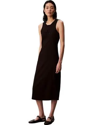 Calvin Klein Logo Midi Tank Dress - Black