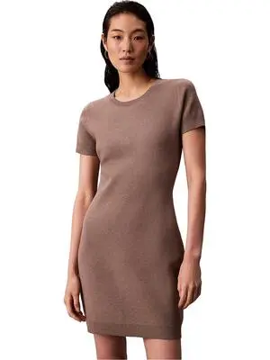 Calvin Klein Calvin Klein Jeans Tech Knit Mini Dress Camel Melange